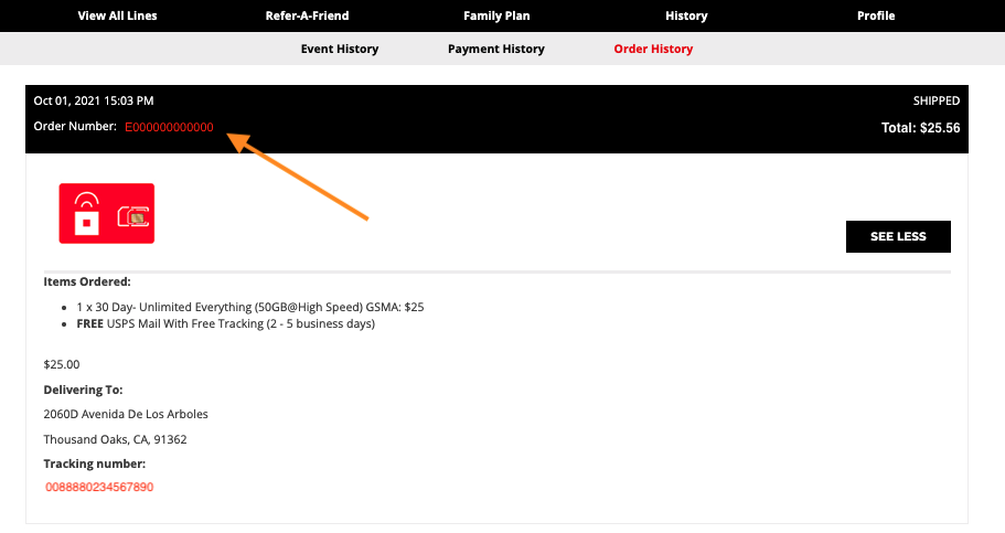 How can I find my order number or receipt?