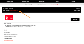 How can I find my order number or receipt?